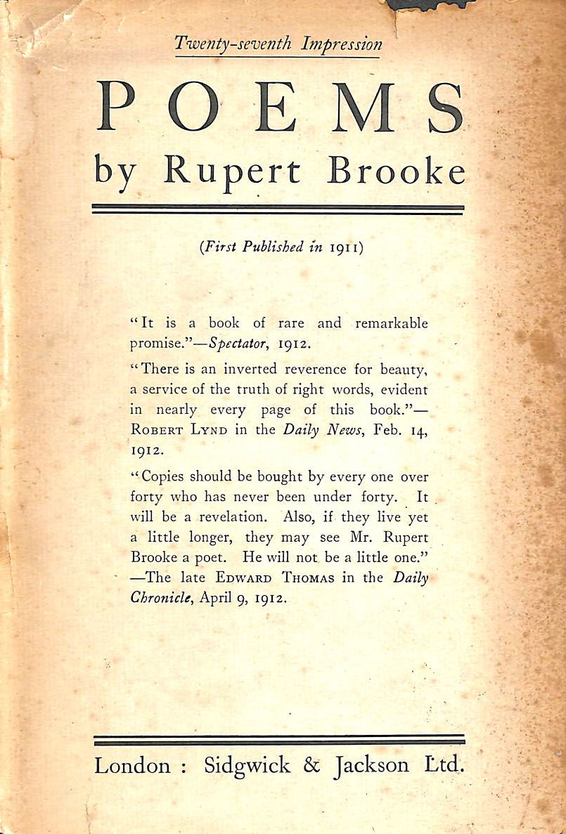 THE COMPLETE POEMS OF RUPERT BROOKE. THE COMPLETE POEMS OF RUPERT BROOKE.